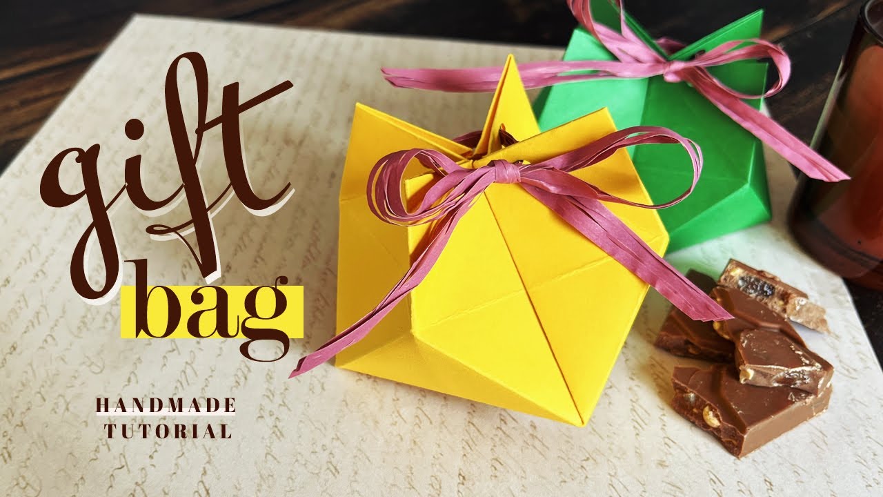 Paper Gift Bag | Handmade Gift Wrapping with Ribbon Bow | Easy Tutorial ...