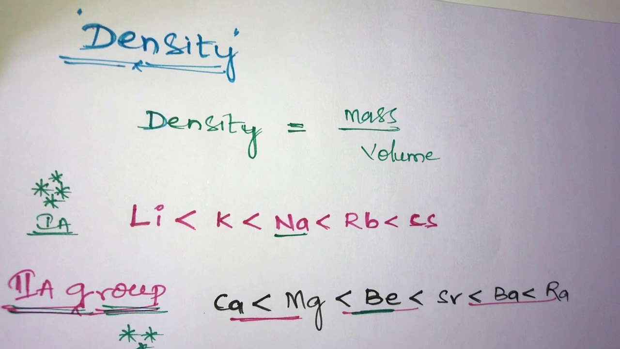 Important Density order of s-block elements part -7 - YouTube