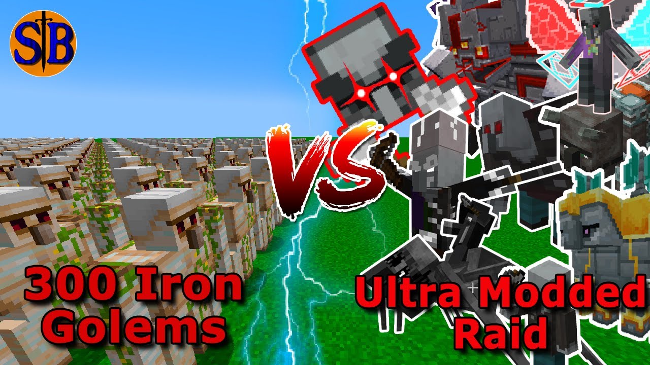 Can 300 Iron Golems Defeat an Ultra Modded Raid | Minecraft Mob Battle ...