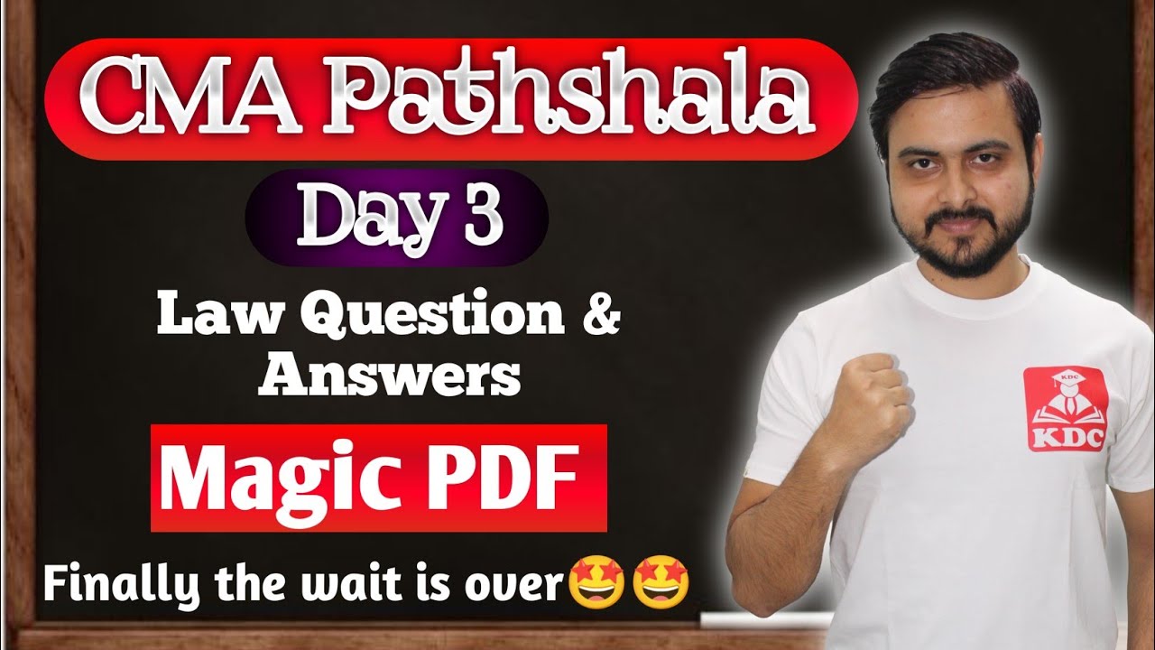 CMA Pathshala Day3 🎯 - Law Magic PDF🔥 - All Important Questions ...