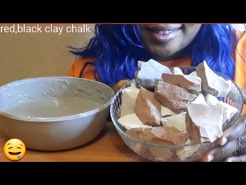 #ASMR:RED,BLACK,WHITE EDIBLE CLAY CHALK CALABAR CRUNCHY AND PASTE # ...