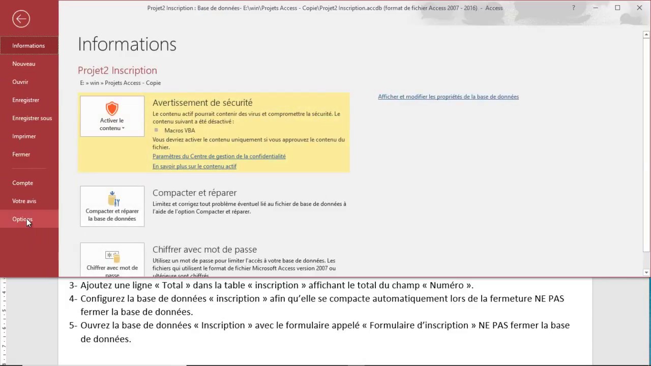MOS access 2016 Projet 2 - YouTube