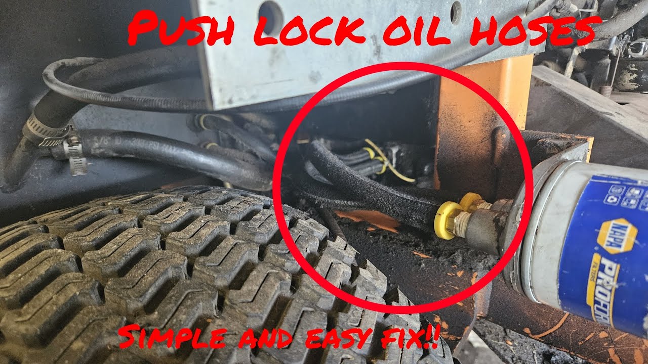 Push Lock oil hose fitting install on a Skag 61 oil lines - YouTube