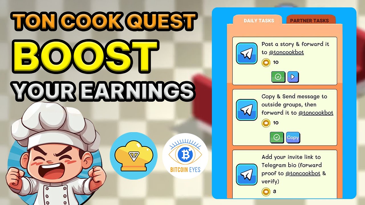 Tutorials COOK Quest Completion Boost Your Earnings in TON COOK - Play ...