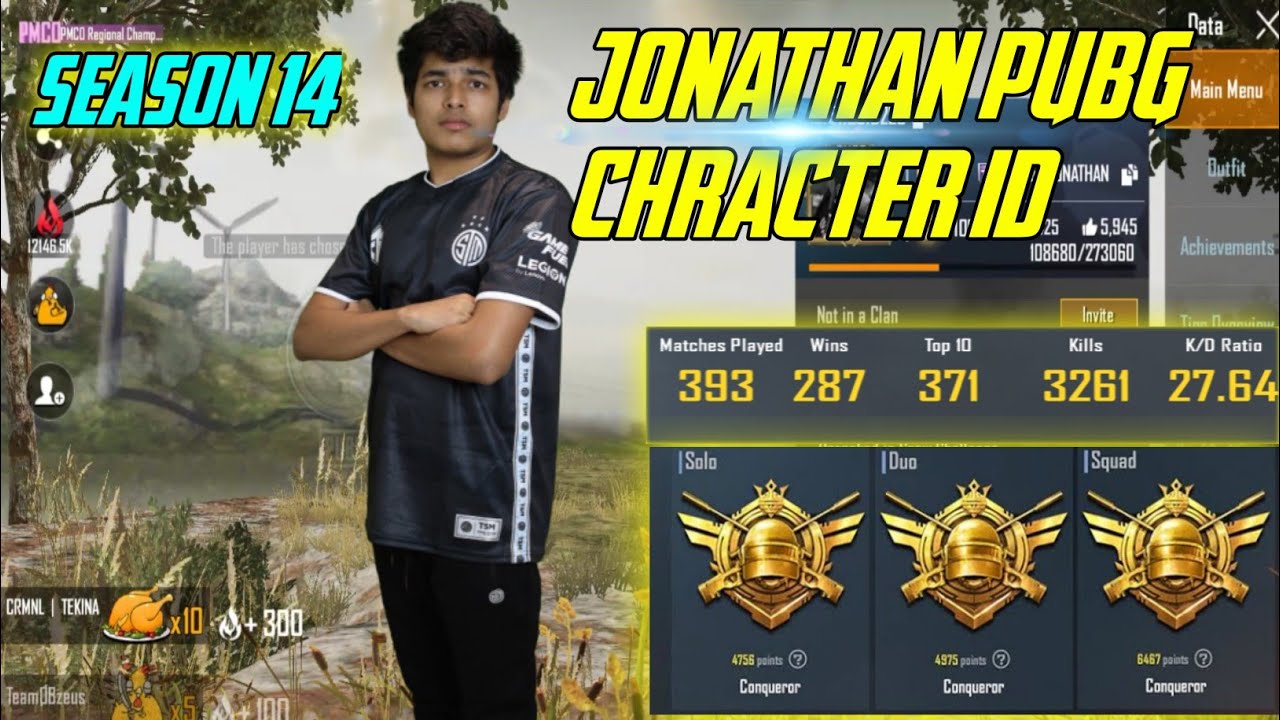 Entity jonathan pubg id kd ratio,stats&tier | season 14 | pubgmobile ...