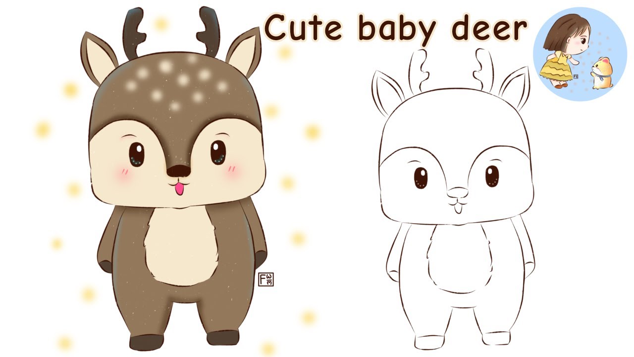 How to Draw Cute baby deer - Cara Menggambar Bayi rusa yang lucu ...