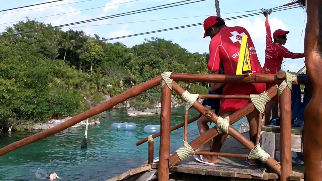 Agata on a zip line in Xel Ha, Cancun, Mexico - YouTube
