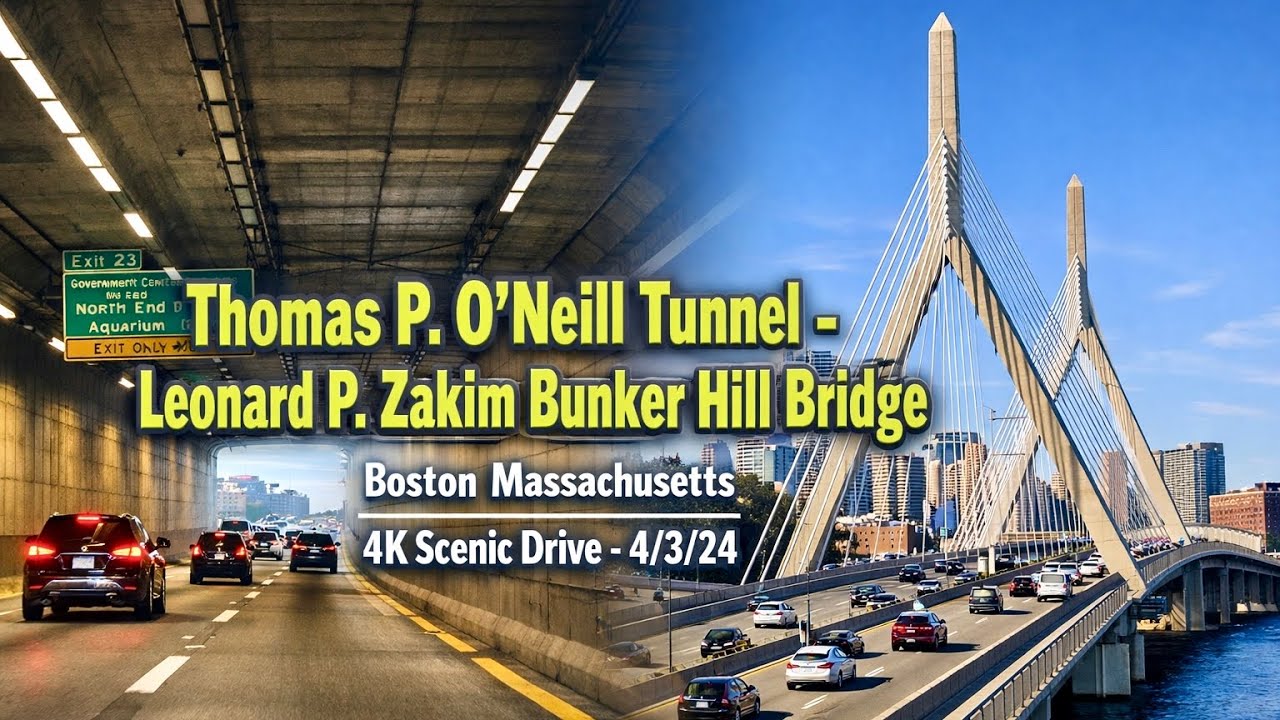 👉 Thomas P. O’Neill Tunnel & Zakim Bridge Drive | Boston MA | 4K ...