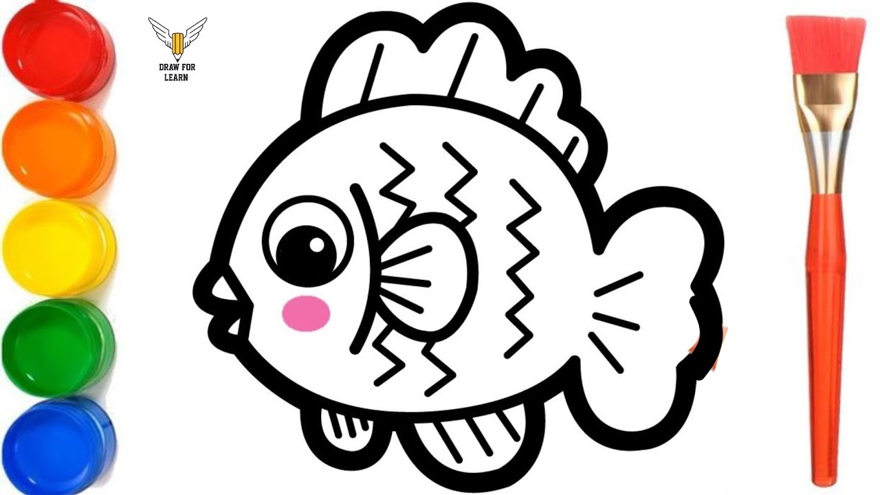 How to Draw fish drawing, Painting and Coloring for Kids & Toddlers ...