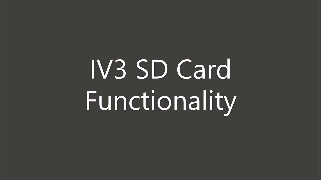 IV3 Vision Sensor Support | Advanced Functions | SD Card Setup - YouTube