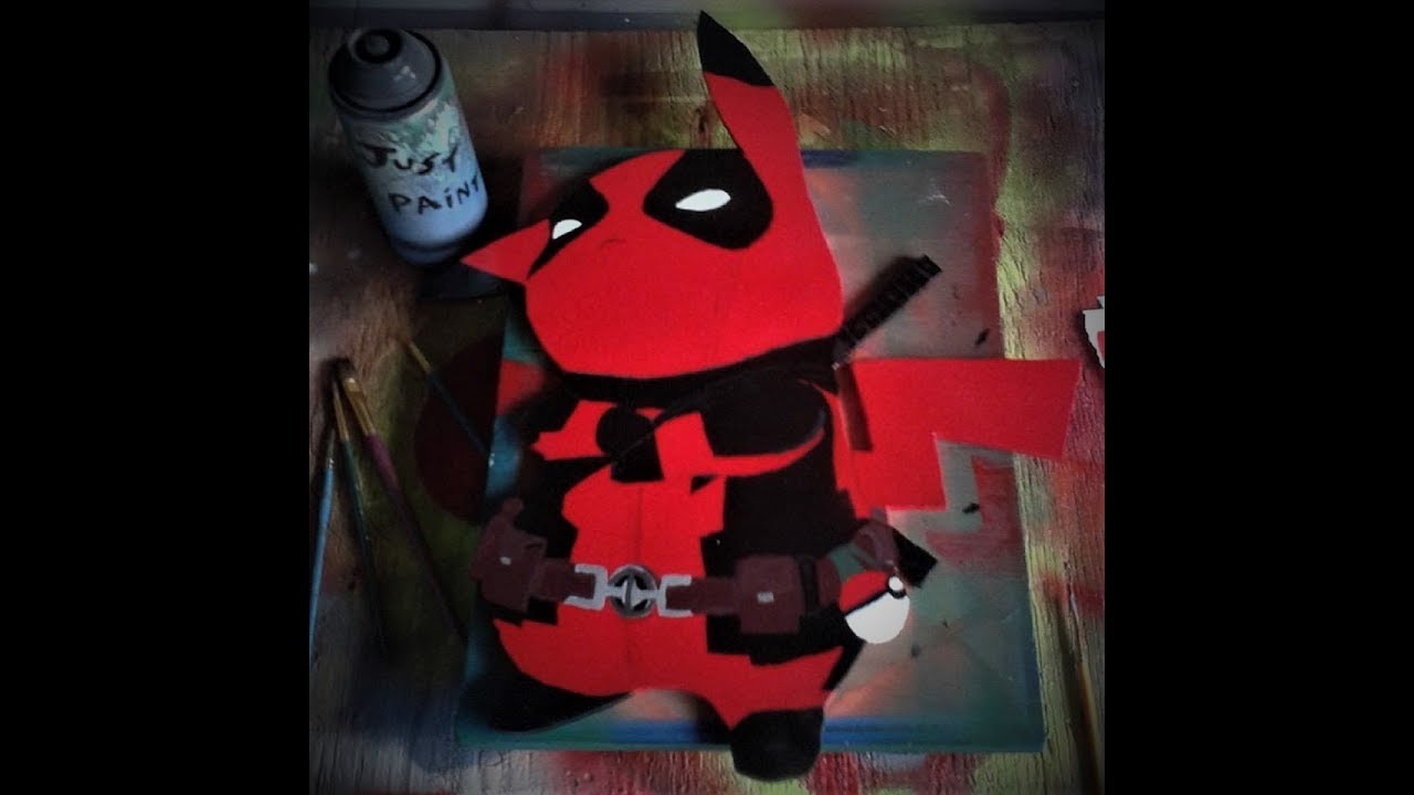 PikaPool Pikachu Deadpool crossover Spray Paint Art on Wood - YouTube