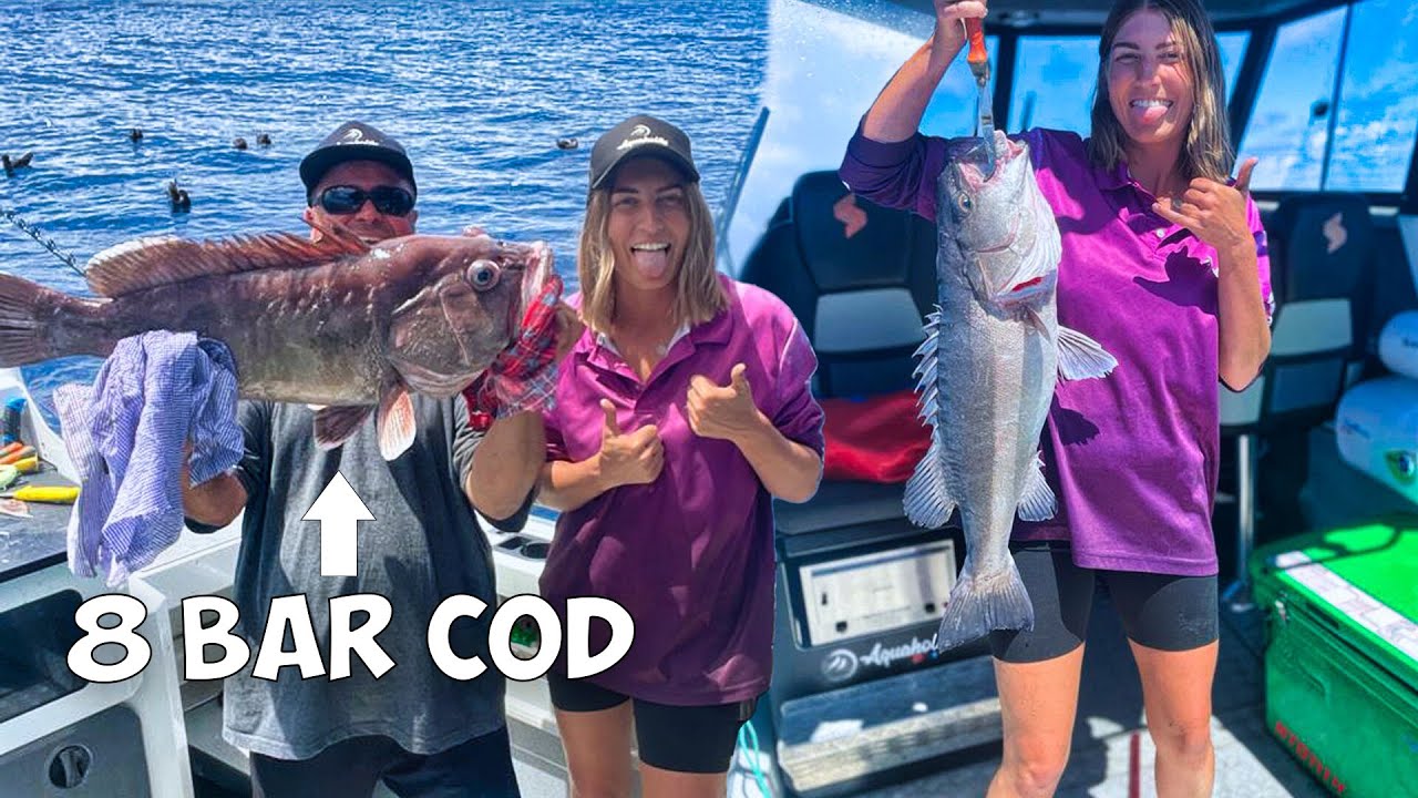 Taught her how to fish...and caught 8 BAR COD - YouTube