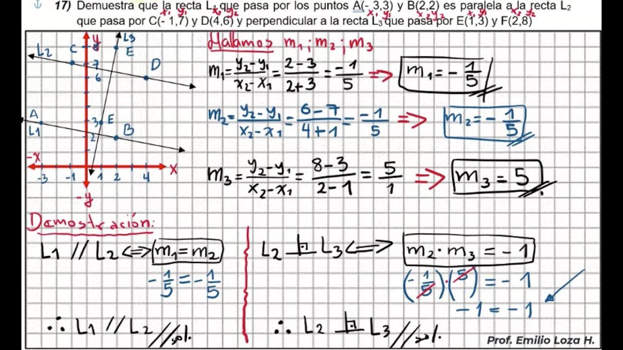 Demuestra que la recta L_1 es paralela a L_2 y perpendicular a L_3 ...