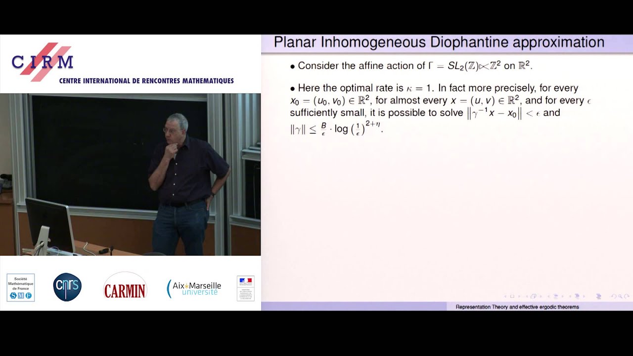 Amos Nevo: Representation theory, effective ergodic theorems, and applications - Lecture 4 - YouTube