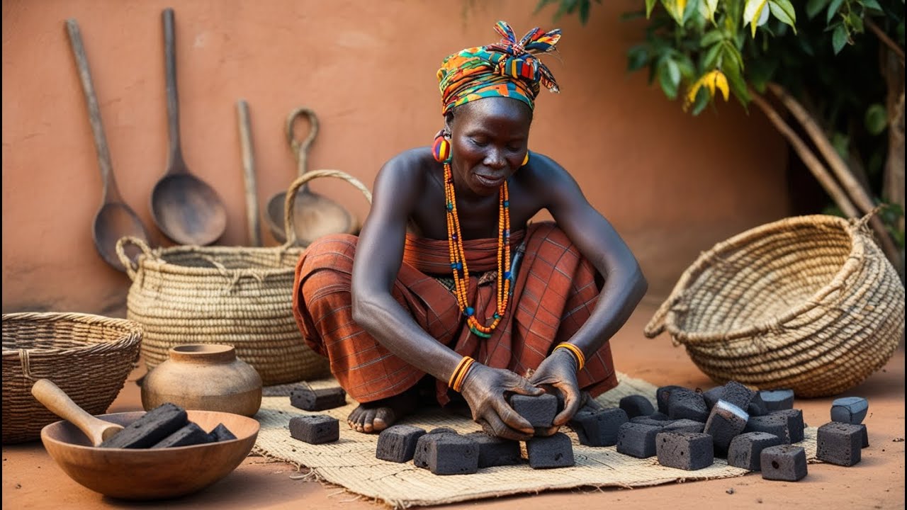 African Village Life: Making Reusable Charcoal Briquettes Using Wheat ...