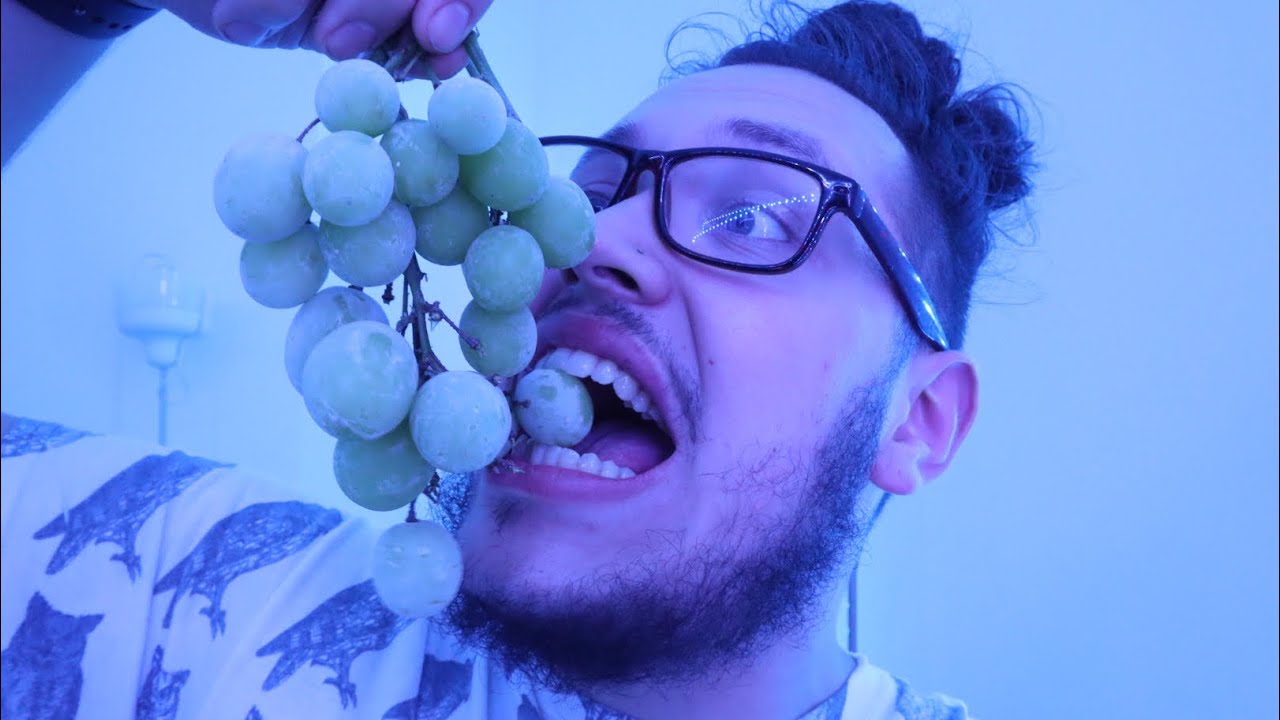 ASMR - EATING FROZEN GRAPES W/ WHISPER RAMBLING - YouTube