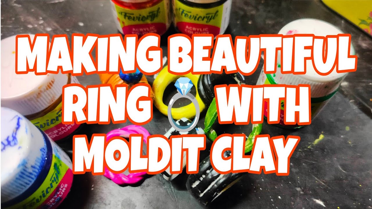 HOW TO MAKE BEAUTIFUL RING 💍 WITH MOLDIT CLAY AT HOME #arts #craft # ...