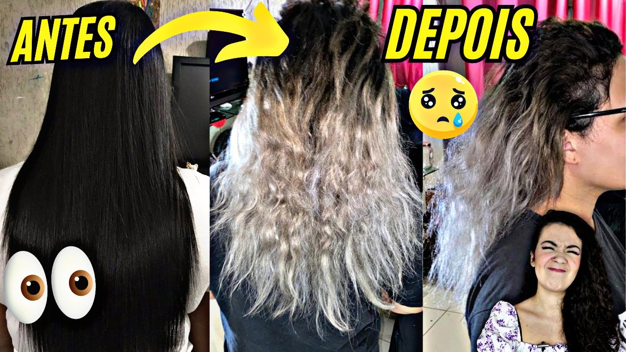 "PARECENDO BUCHA"! TERRÍVEL CORTE QUÍMICO DESDE A RAIZ PRA FICAR LOIRA ...