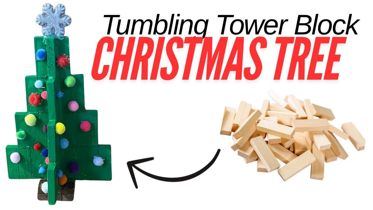 DIY Dollar Tree Tumbling Tower Block Christmas Tree - YouTube