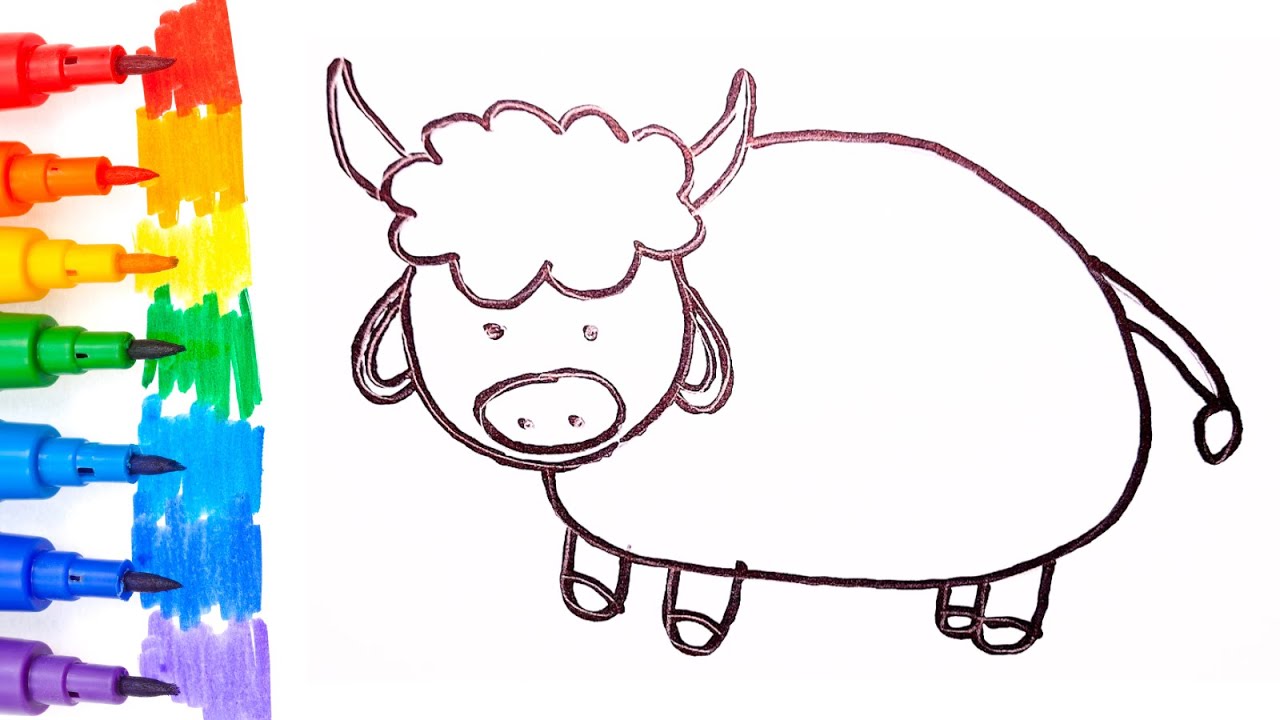 HOW TO DRAW AND COLOR A BULL - YouTube