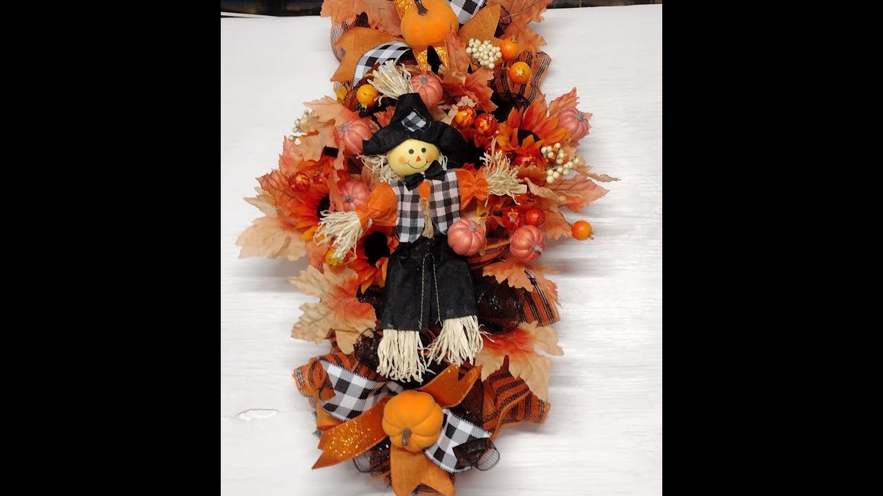 Make This Cute Fall Scare Crow Door Swag Using A 5 Gallon Paint Stick ...