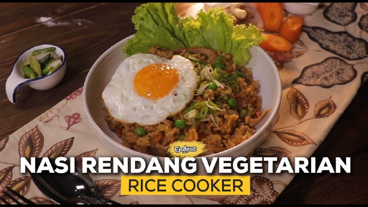 Resep Nasi Rendang Vegetarian Rice Cooker - YouTube