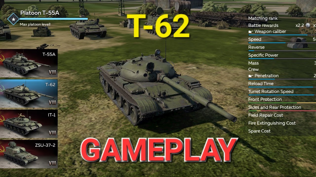 War Thunder mobile: T-62 gameplay - YouTube