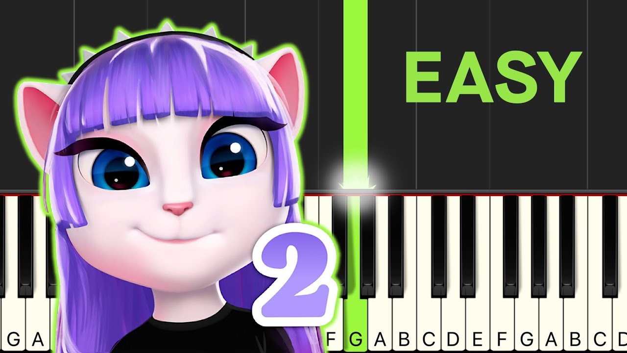 My Talking Angela 2 Theme Song EASY Piano Tutorial One Finger - YouTube