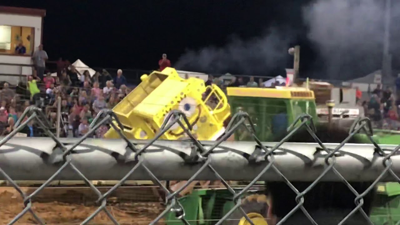 Combine flipped over at the buck 2018 - YouTube