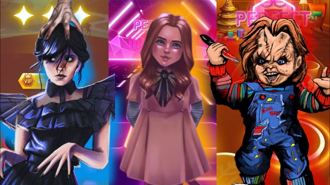 Wednesday VS megan VS chucky | Tiles Hop EDM Rush | (scary song) (M3gan ...