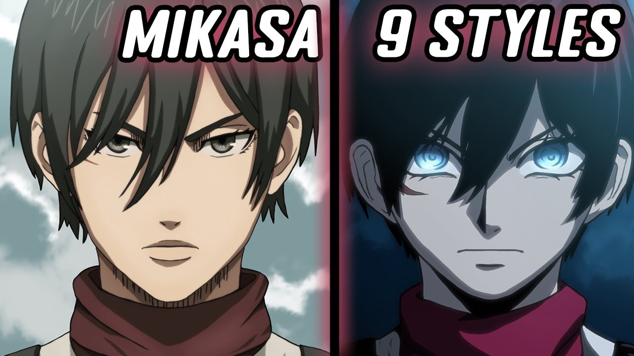 Drawing Mikasa in 9 anime styles | Attack on titan - YouTube