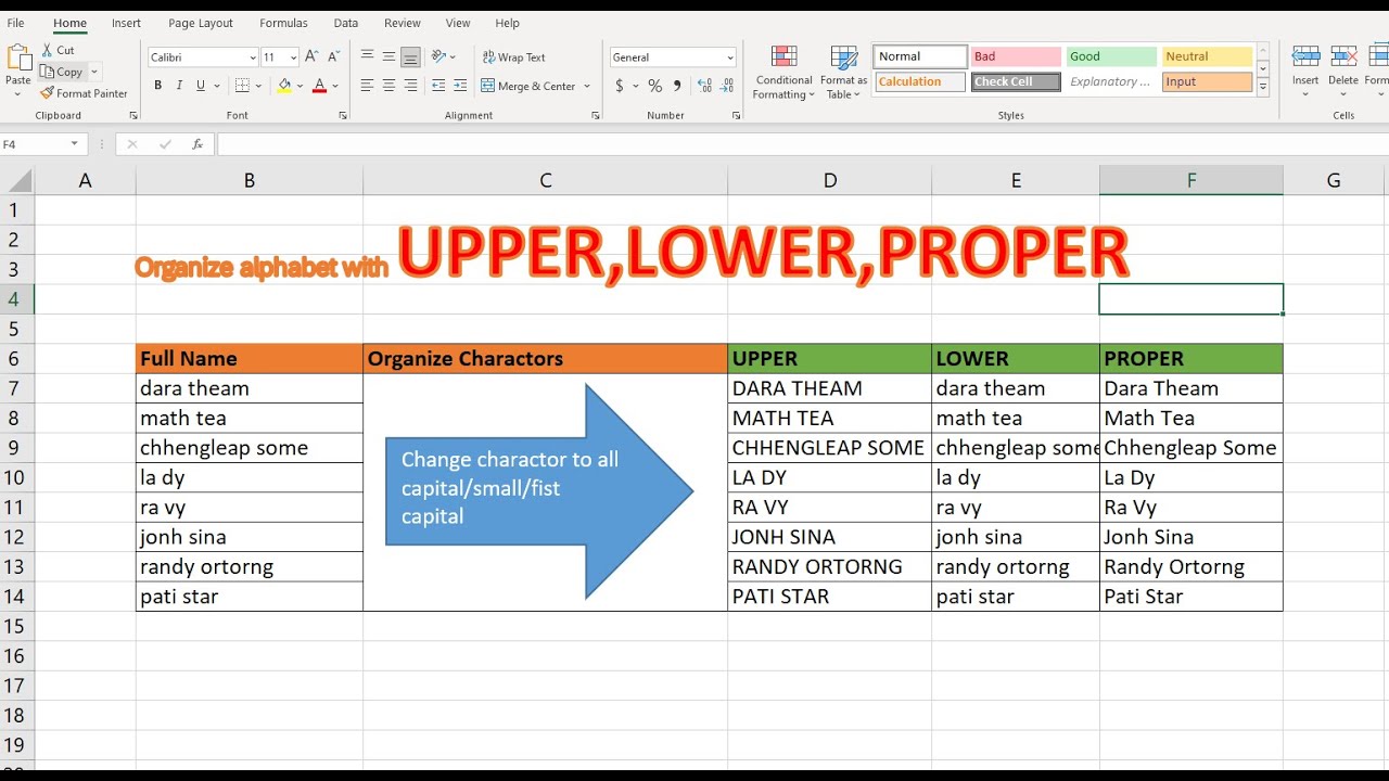 UPPER,LOWER,PROPER (Change Small, Capital or first capital character in ...