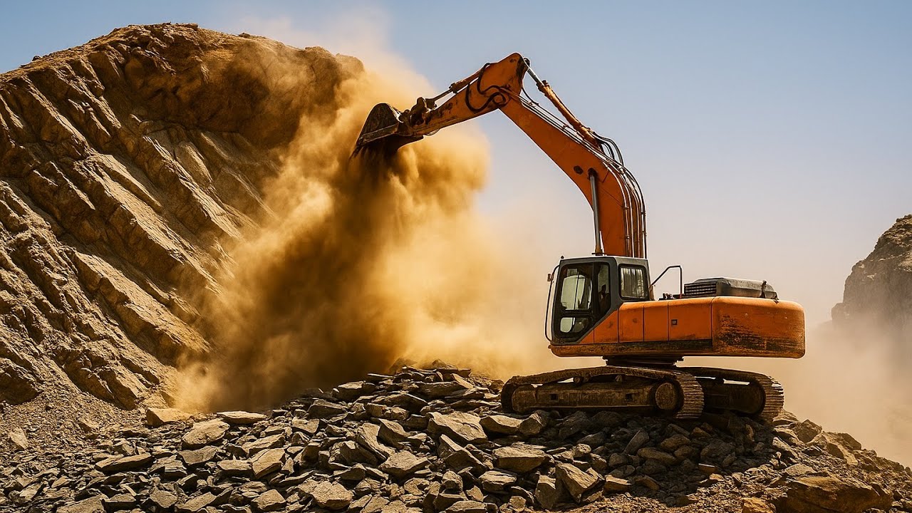 Excavator working”Humring and Drilling”And operator view#excavators # ...