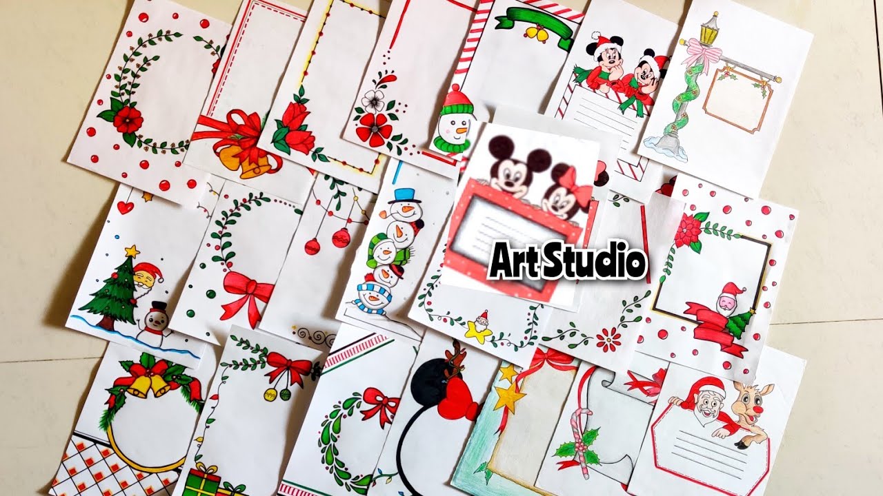 Christmas card drawing/Christmas Border Designs/Project Work Designs ...
