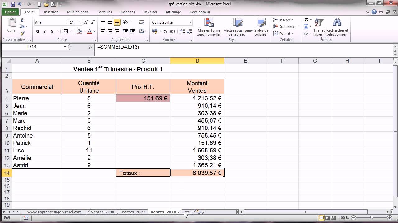 Exercice Excel numéro 18 - YouTube