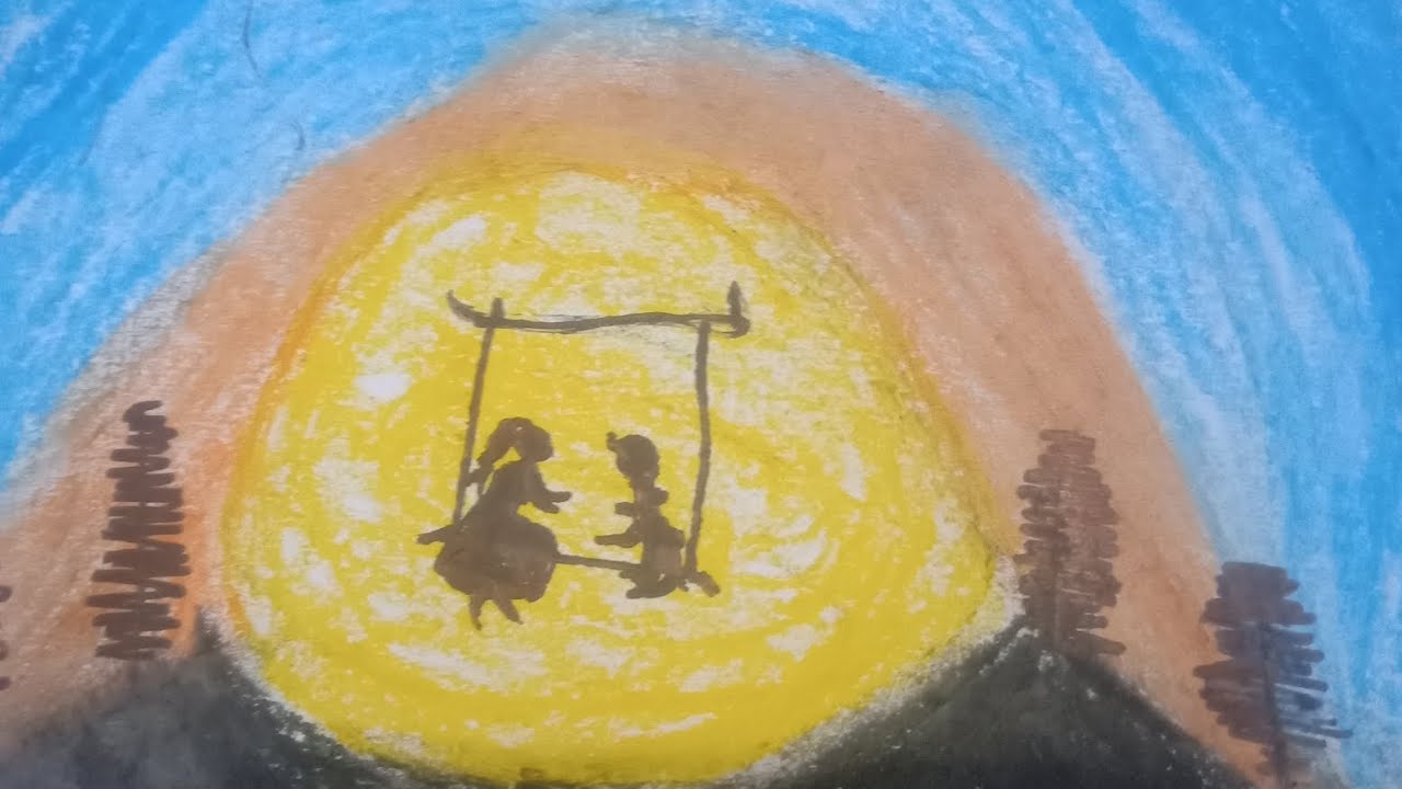 oil pastel drawing /How To make pine tree /@art and craft chitra - YouTube