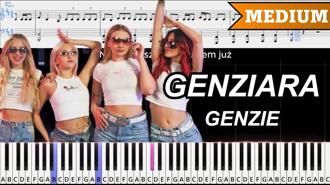 GENZIARA - GENZIE | ŚREDNI PIANO TUTORIAL | TEKST + NUTY - YouTube