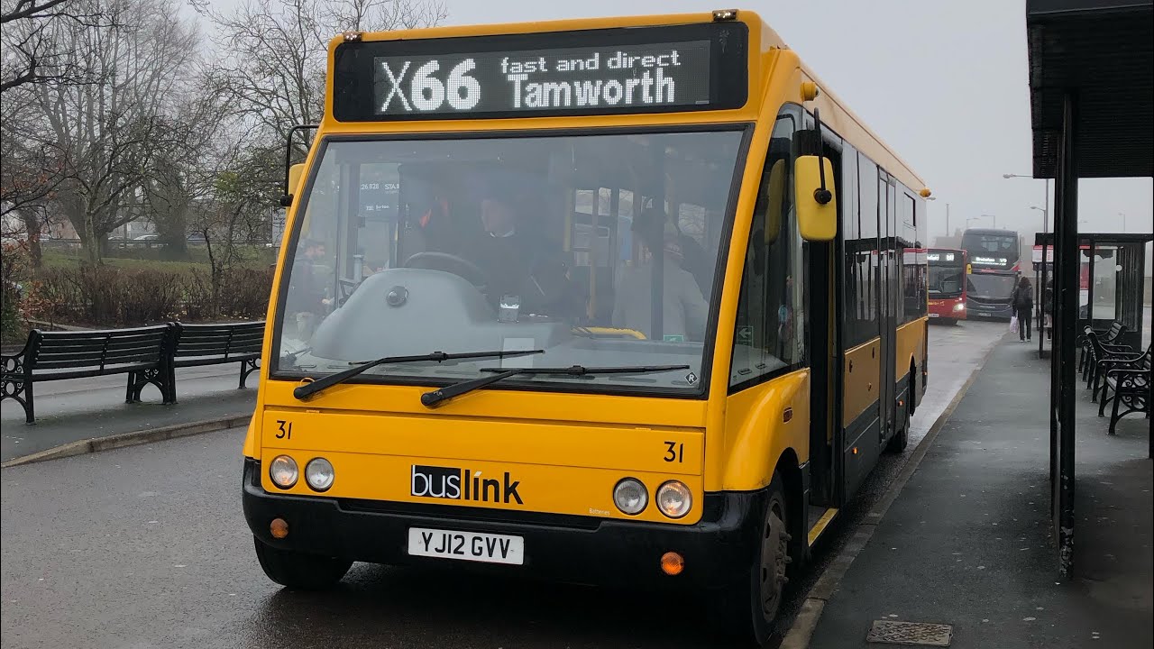 Buslink 31 - YJ12 GVV On The X66 To Tamworth With Tones On Second Half - YouTube