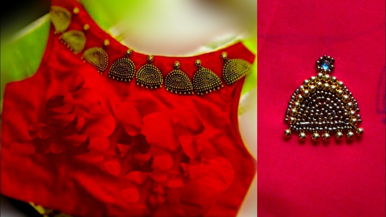 DIY: Aari work for beginners|Beads embroidery with normal stitching ...