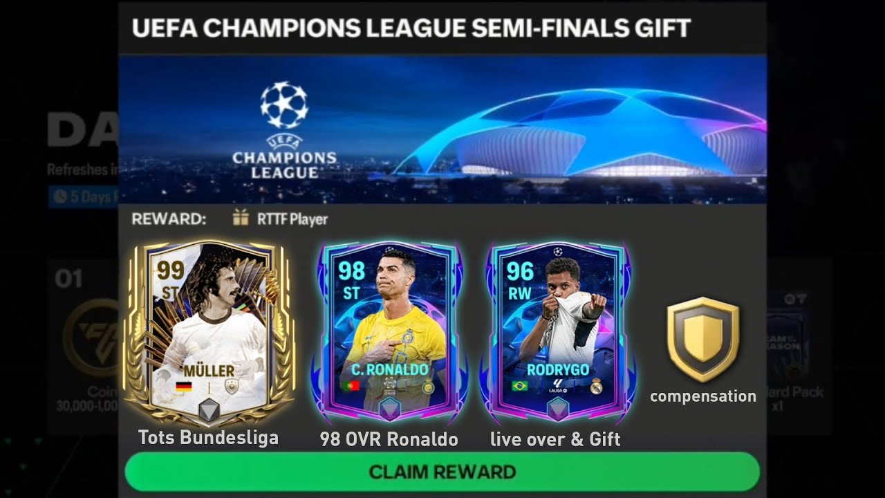 2x UCL FREE GIFT PACKAGE!! 98 OVR RONALDO, DIVISION RIVALS COMPENSATION ...