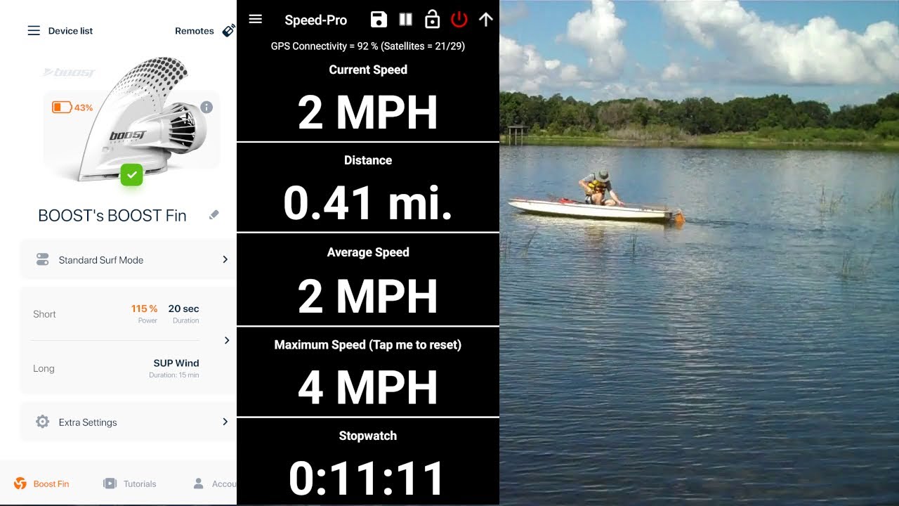 Boost electric surfing fin range test on a Sunfish Sailboat - YouTube
