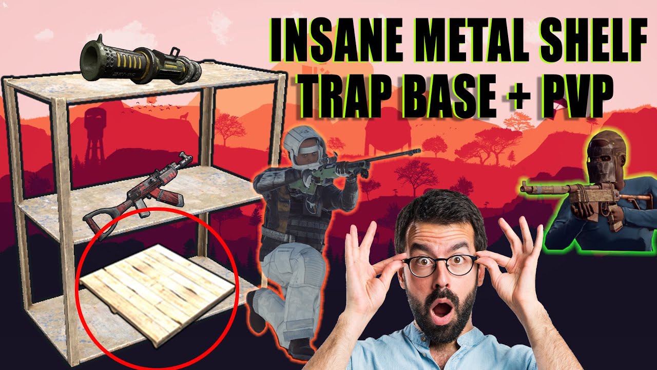 Rust Funny Metal Shelf Trap Base + PVP Moments - YouTube