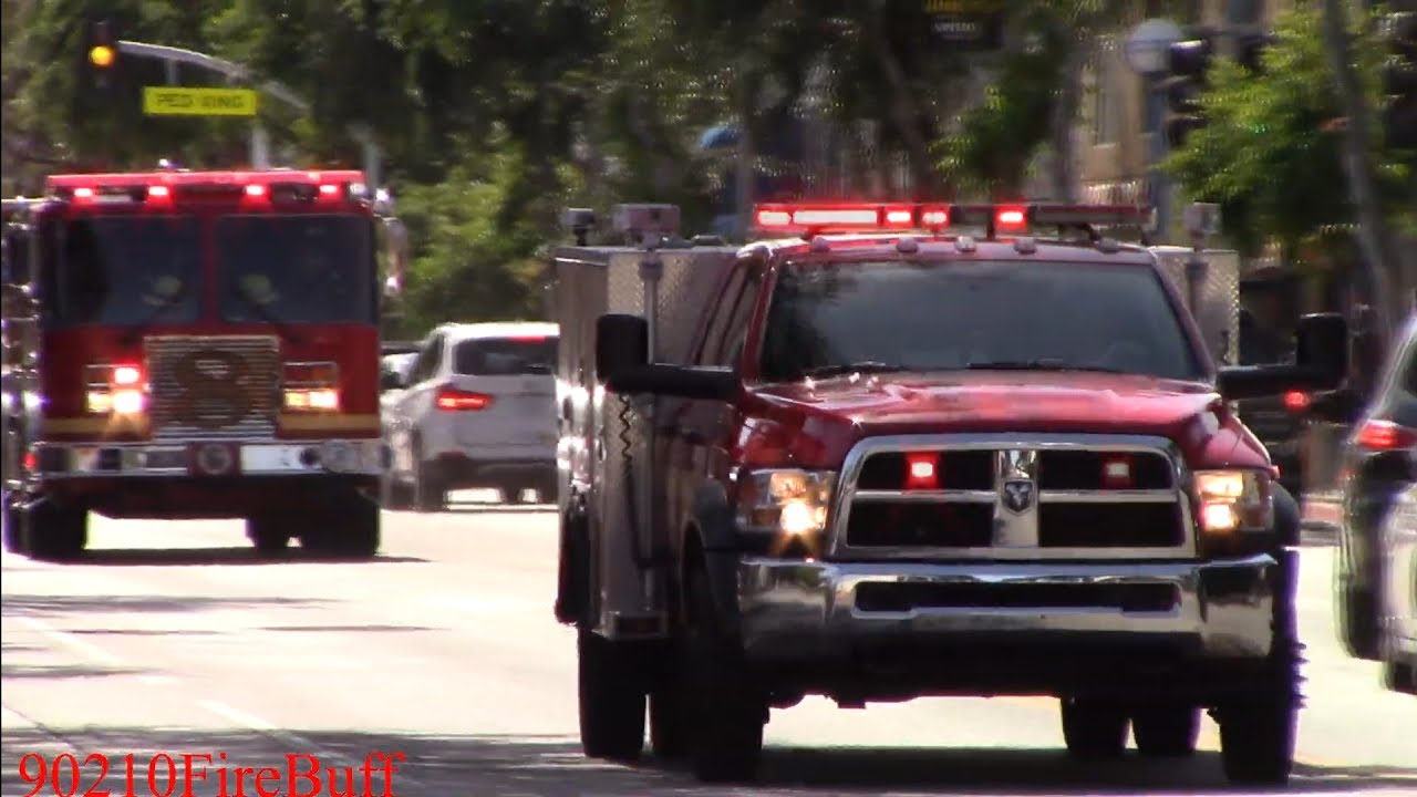LACoFD Engine 8 & Squad 8 Responding - YouTube
