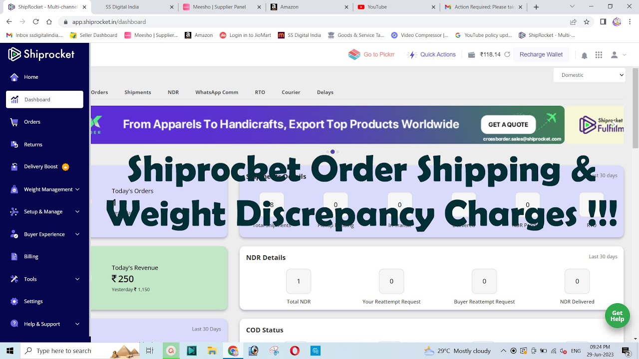 Shiprocket Order Shipping & Weight Discrepancy Charges !!! - YouTube