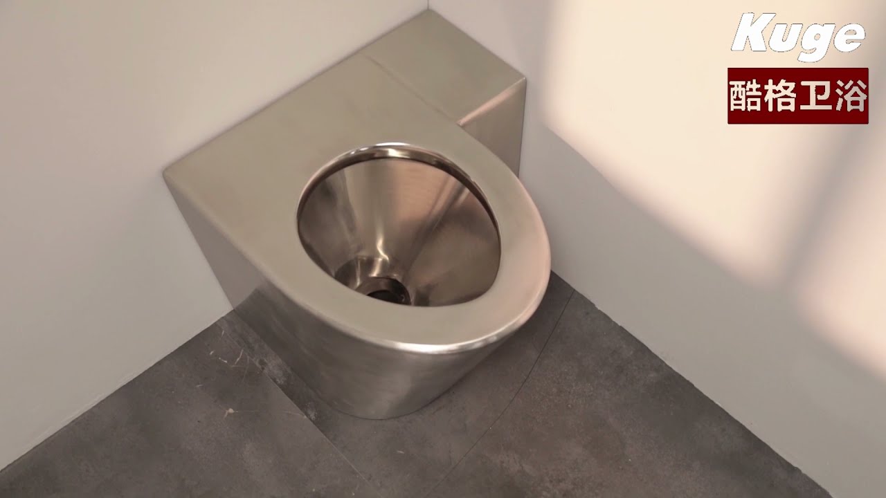 304 stainless steel one piece floor mounted toilet for jail - YouTube