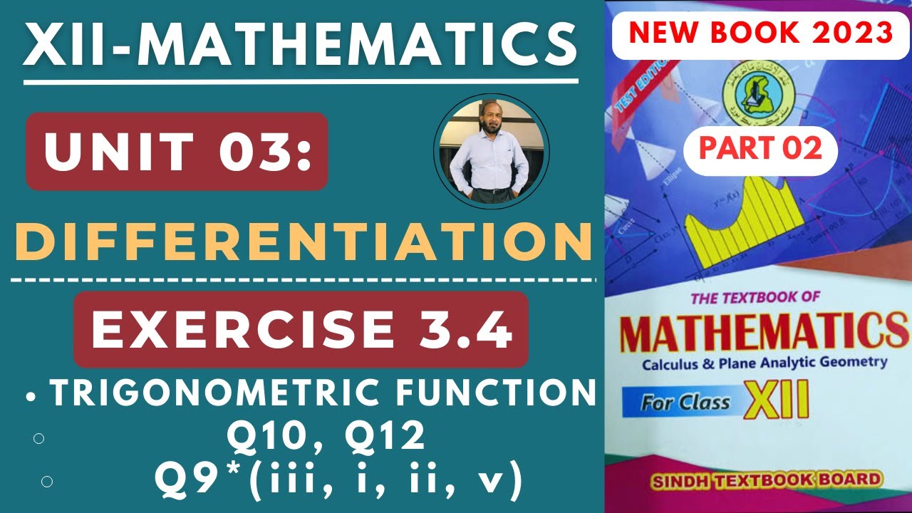 XII Maths | Unit 03 | Ex 3.4 | Part 02 | Differentiation | New Book ...