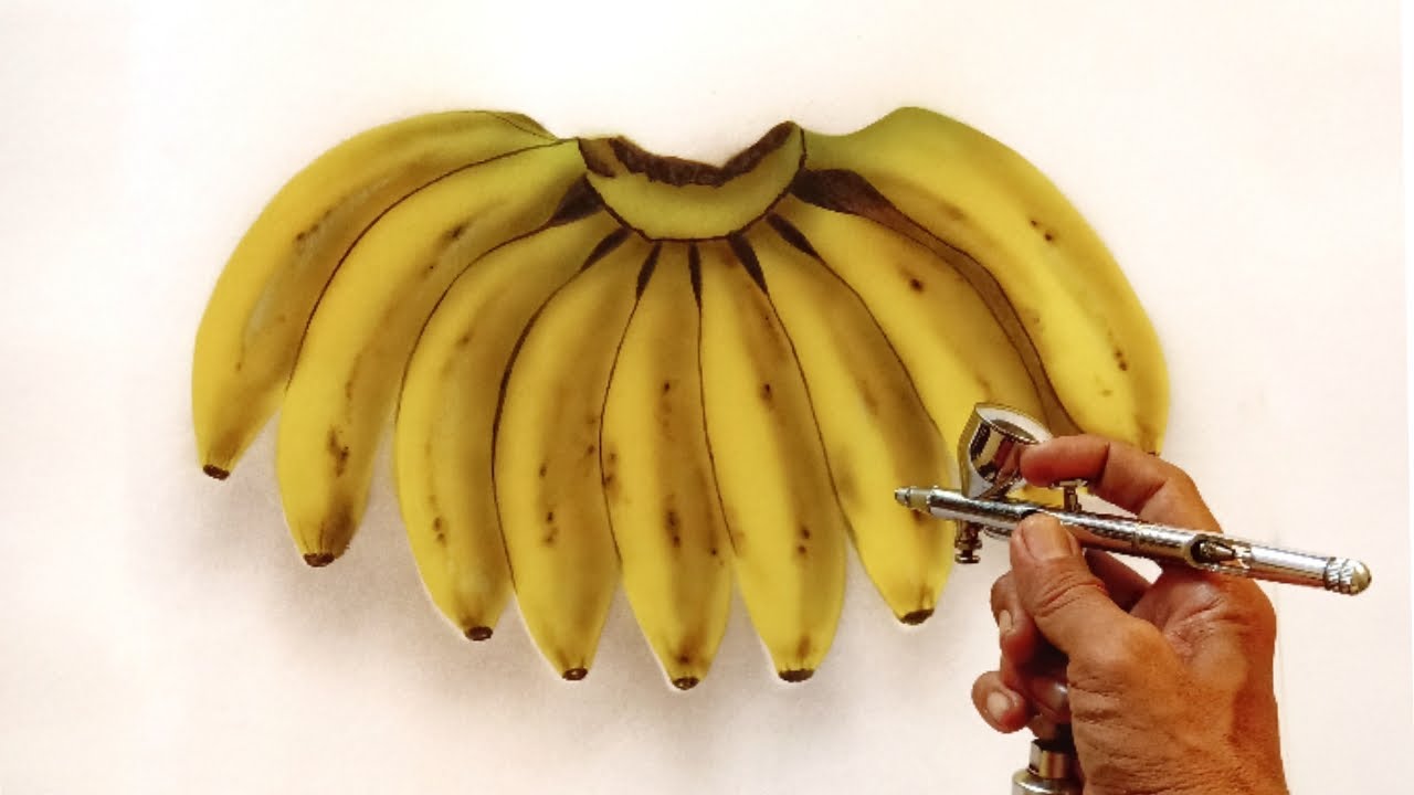 How to paint a realistic banana with an airbrush | 3d painting - YouTube
