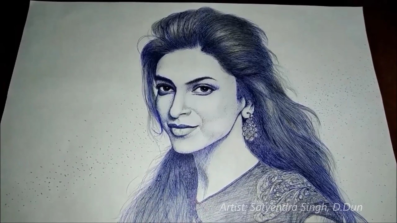 Deepika Padukone pen sketch - YouTube