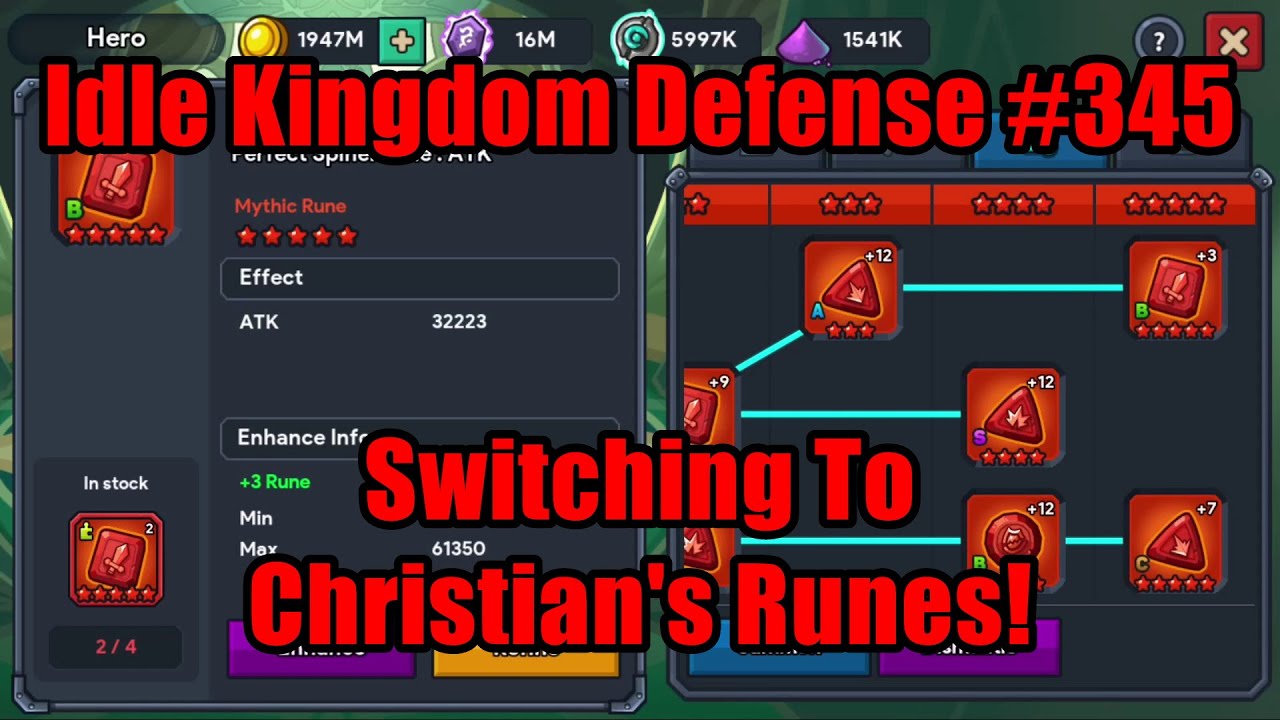 Idle Kingdom Defense #345 - Switching To Christian's Runes! (Stage ...