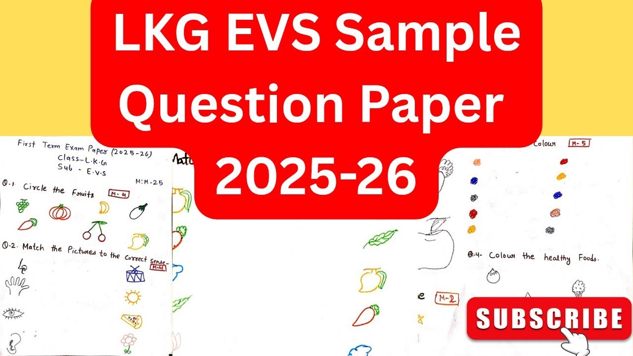 Sample Question Paper For Class LKG / Half Yearly Exam Paper For LKG ...